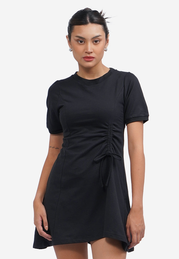 Side Ruched Mini Dress Black – COLORBOX - Indonesia