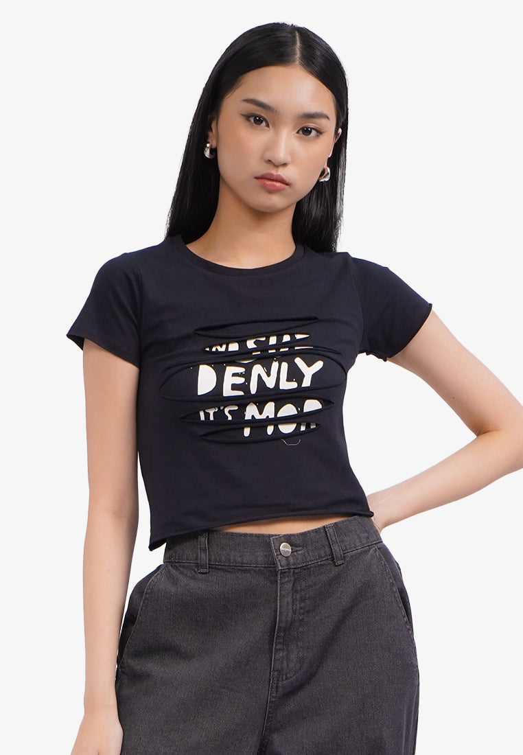 Double Layer Slicing T-Shirt Black – COLORBOX - Indonesia