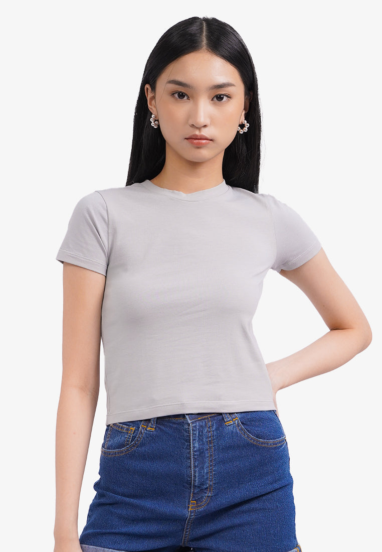 Basic Short Sleeve Fitted T-Shirt L.Grey – COLORBOX - Indonesia