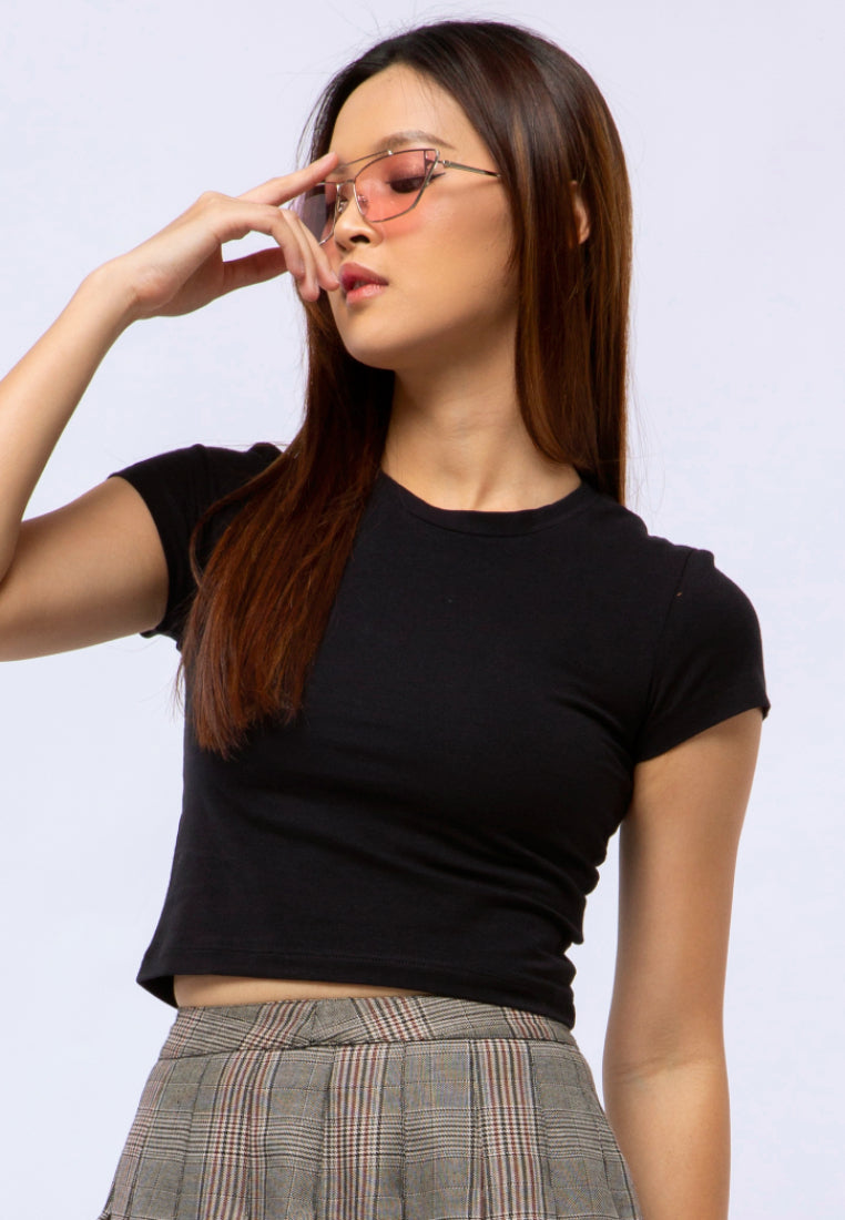 Fitted Short Sleeve Crop T-shirt Black – COLORBOX - Indonesia