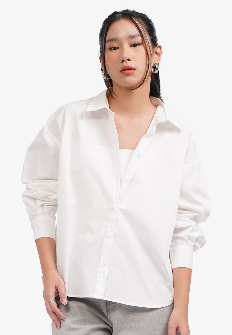 Split Tie Back Long Sleeve Shirt Off White – COLORBOX - Indonesia