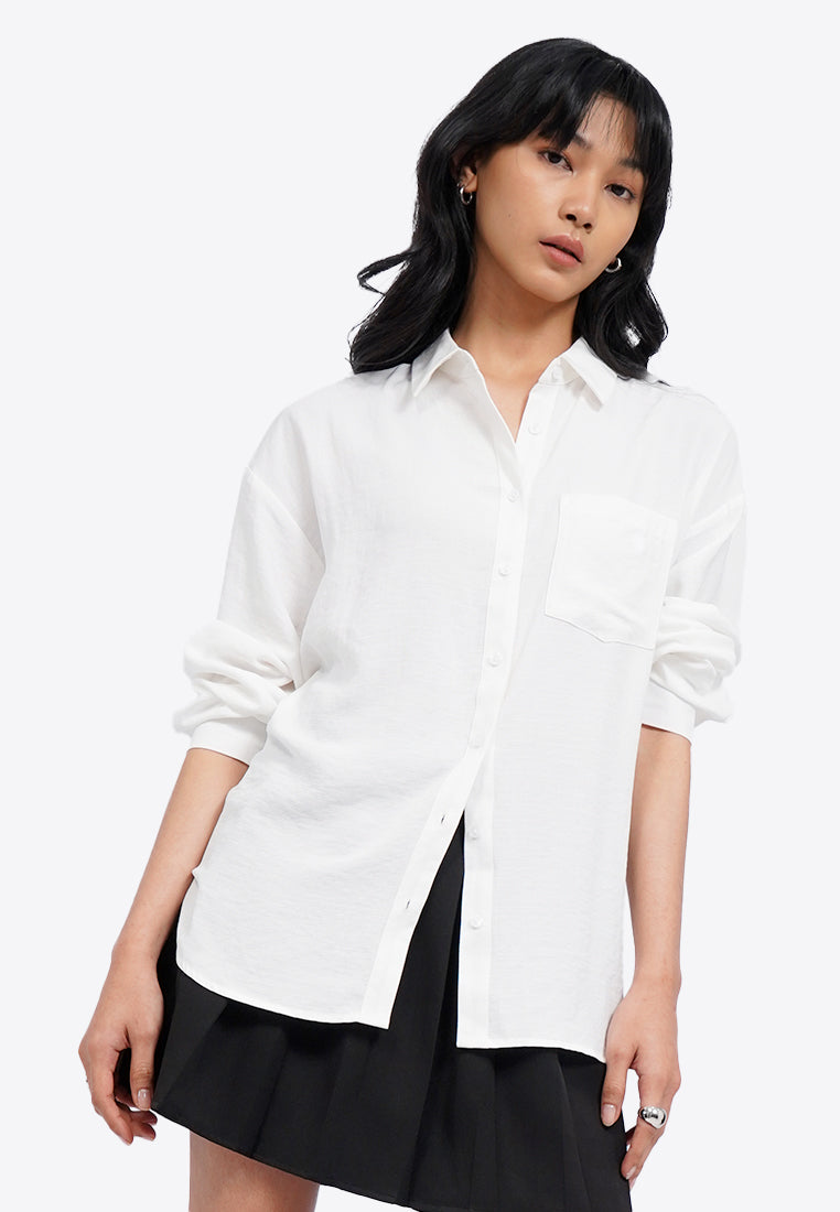 Button Up Long Sleeve Flowing Shirt – COLORBOX - Indonesia