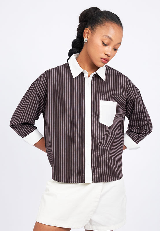 Contrast Cuff Stripes Shirt – COLORBOX - Indonesia