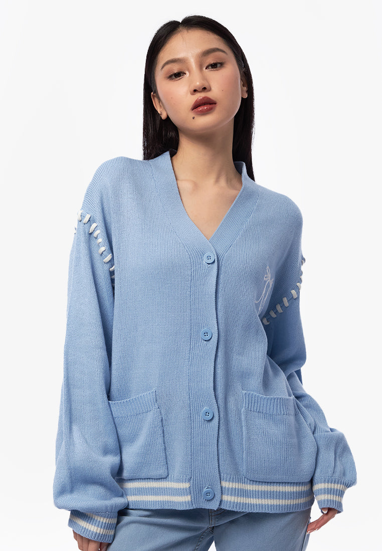 Contrast Stitch Cardigan – COLORBOX - Indonesia