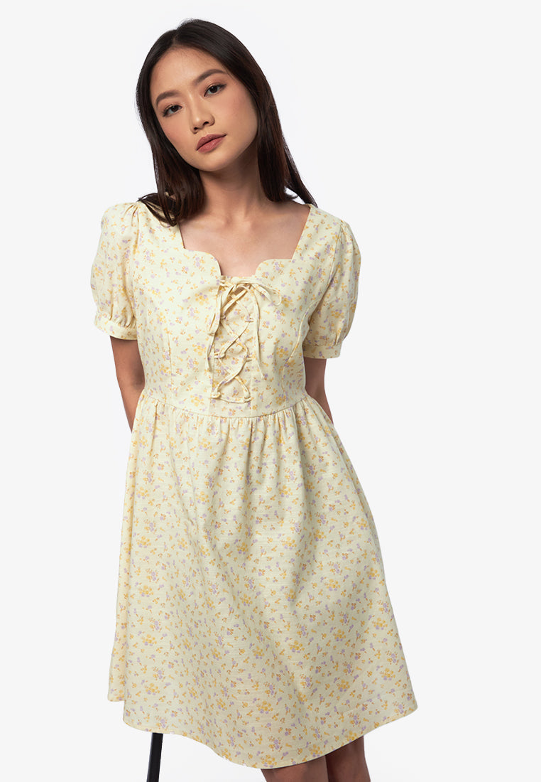 Lace Up Printed Mini Dress – COLORBOX - Indonesia