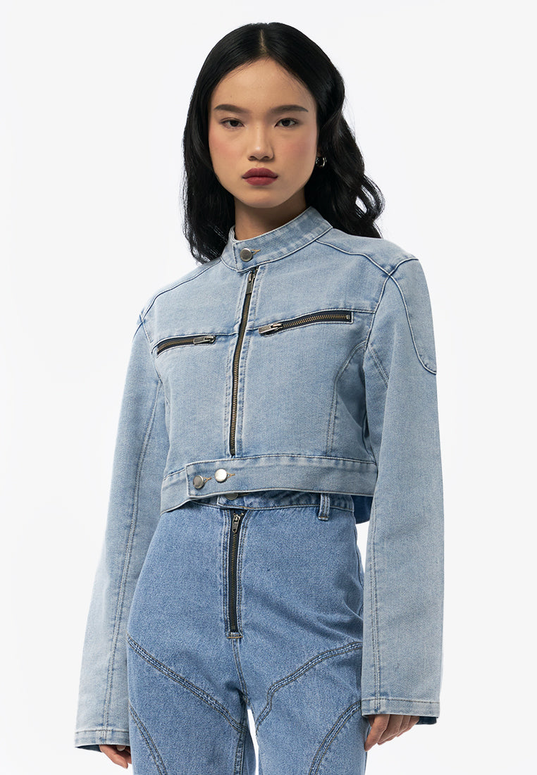 Cropped Racing Denim Jacket – COLORBOX - Indonesia