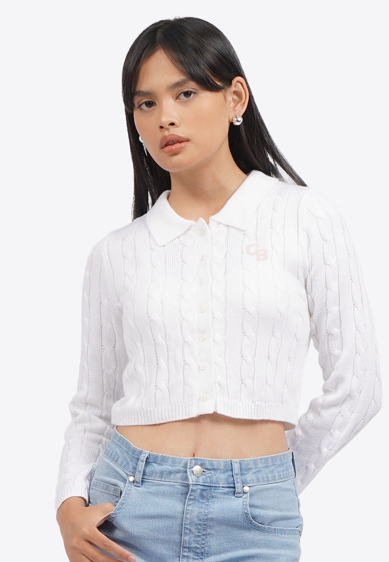 Cable Knit Button Up Top – COLORBOX - Indonesia