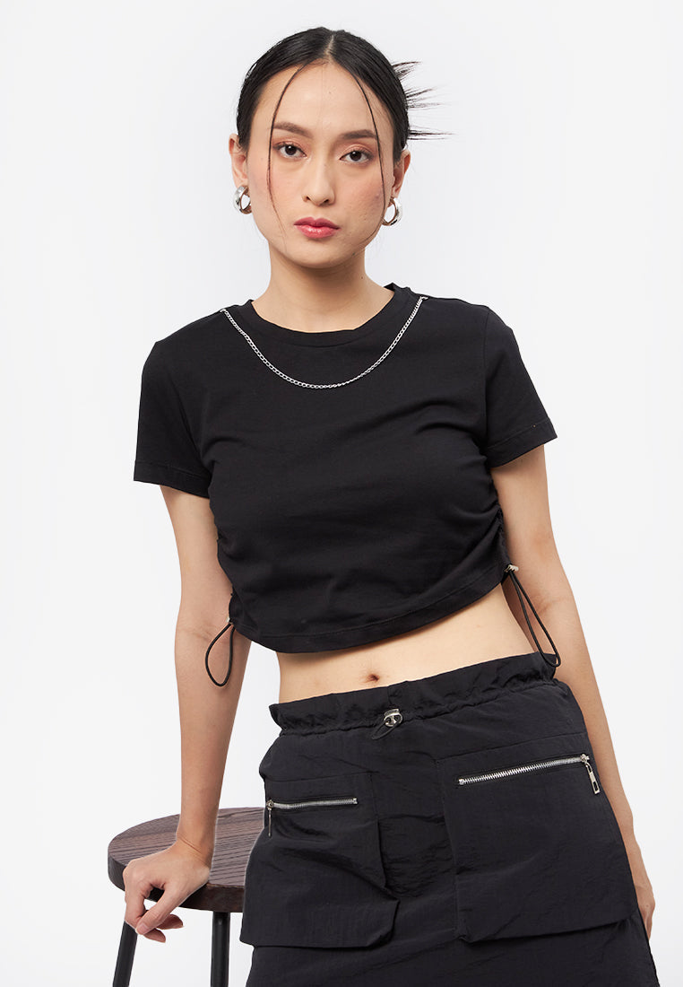 Short Sleeve Top with Chain Black – COLORBOX - Indonesia