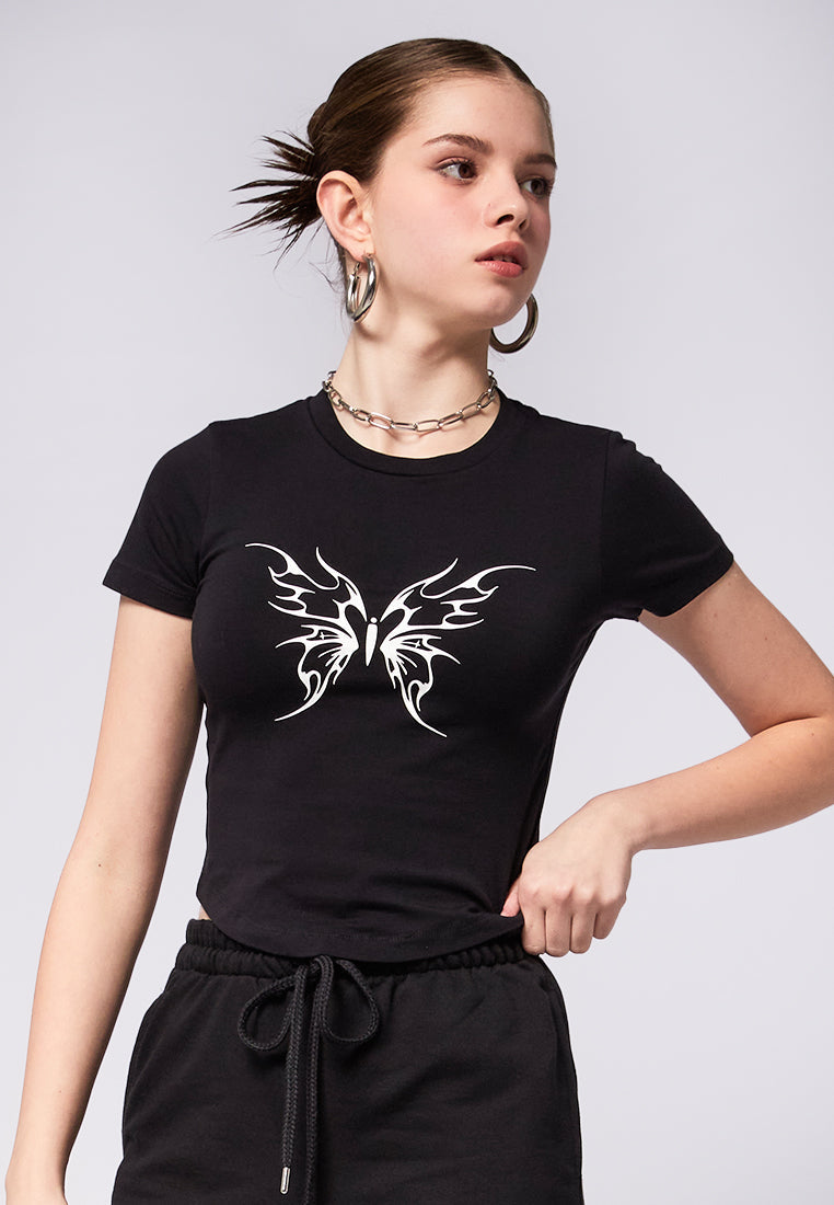 Round Hem Graphic Crop Tee – COLORBOX - Indonesia