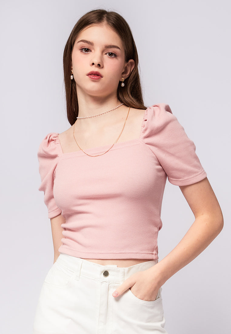 Puff Sleeve Fitted Top – COLORBOX - Indonesia