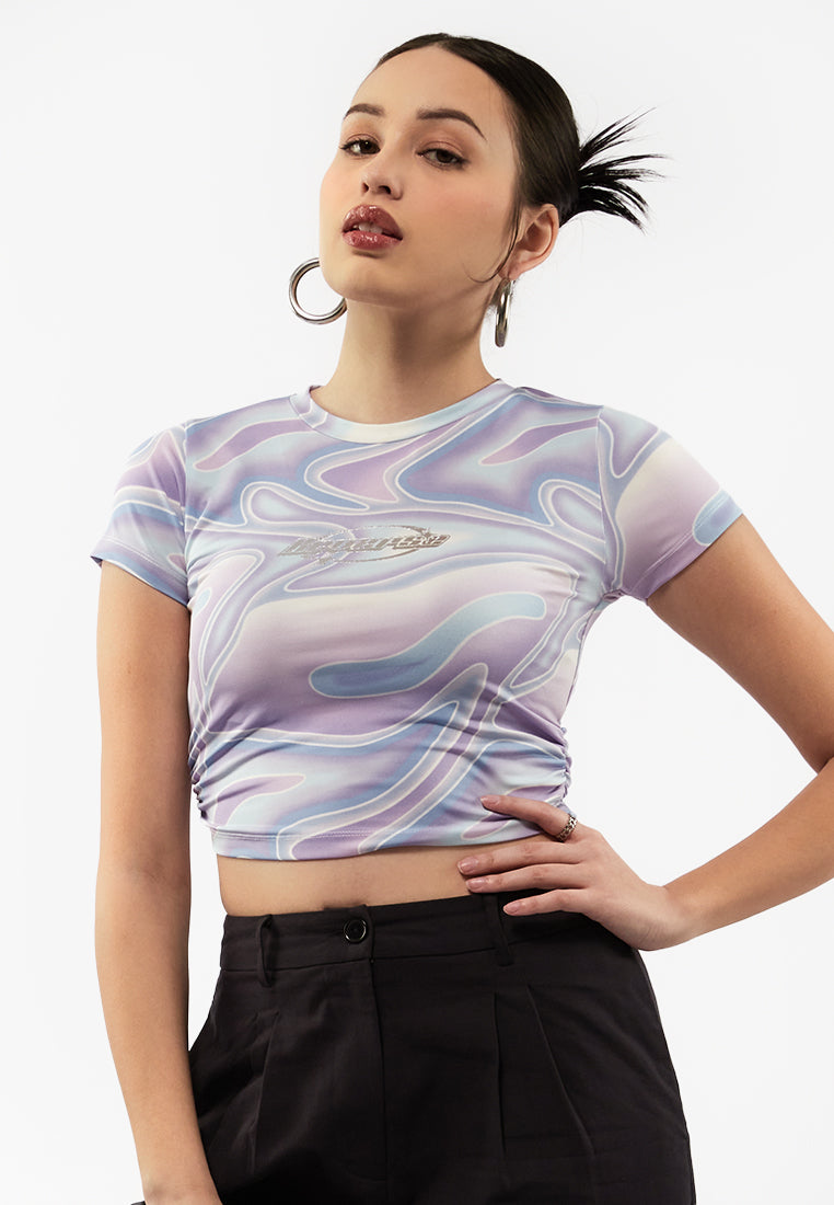 Printed Ruched Crop T-Shirt – COLORBOX - Indonesia