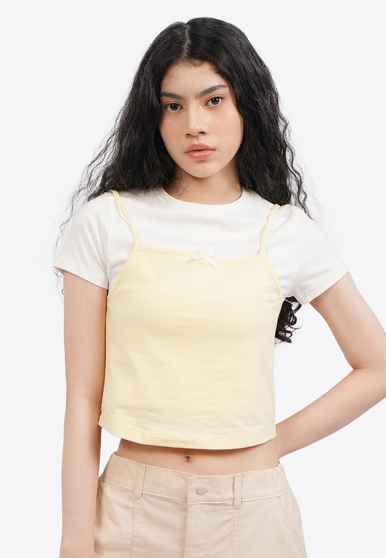 Double Layer Short Sleeve Crop Top – COLORBOX - Indonesia