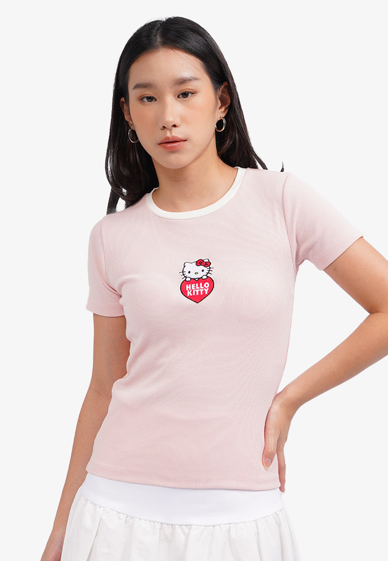 Hello Kitty Short Sleeve Rib T-Shirt Pink – COLORBOX - Indonesia