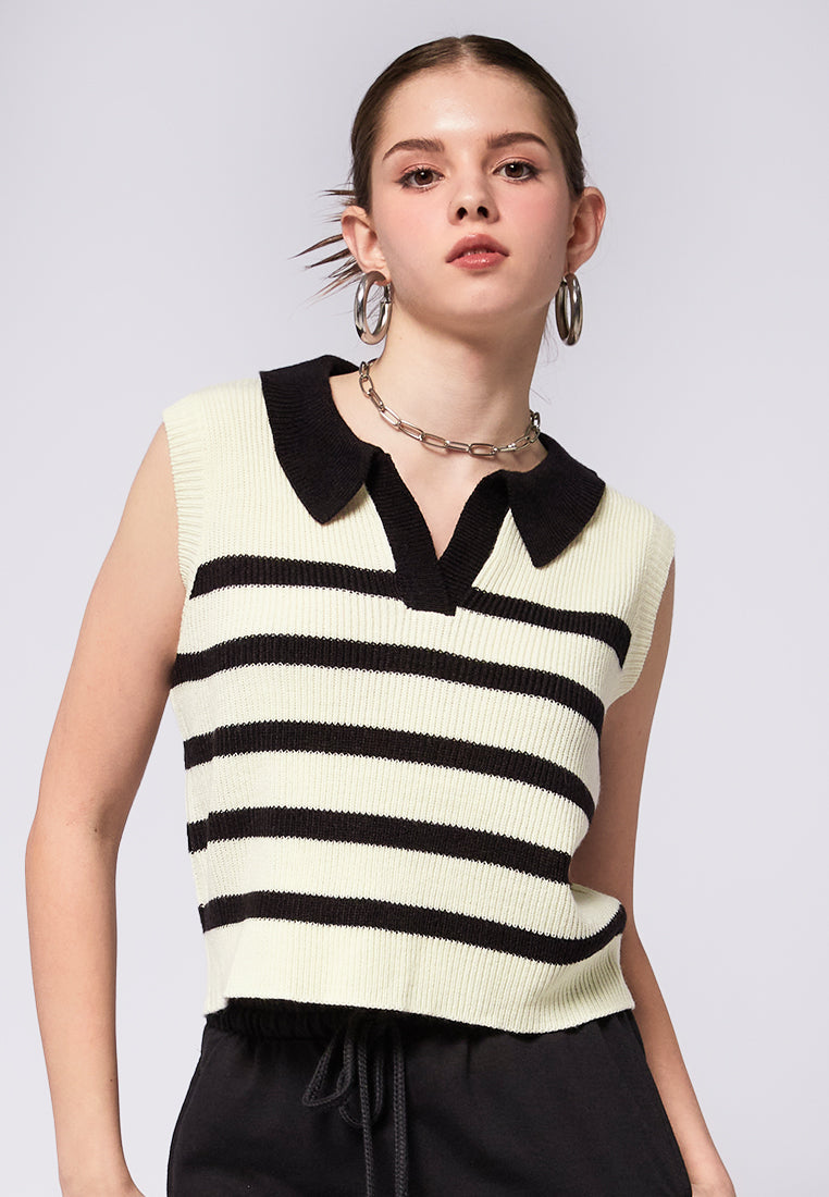Stripe Knit Polo Vest – COLORBOX - Indonesia