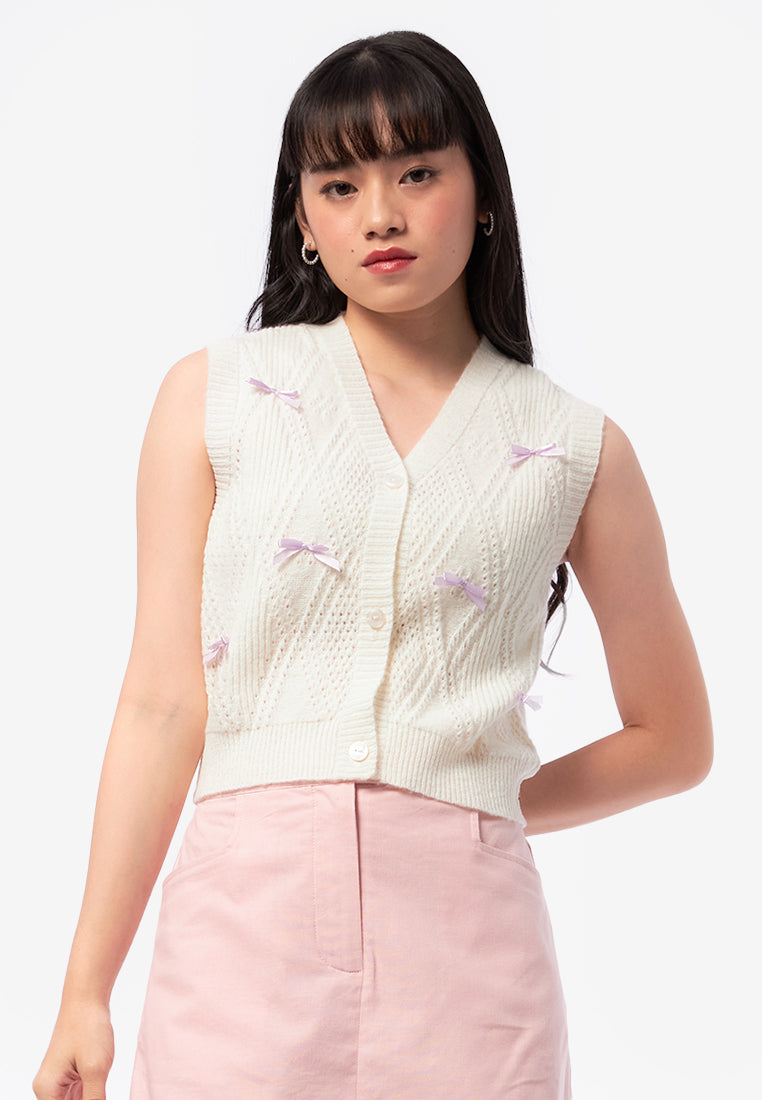Knit Vest with Bow Details – COLORBOX - Indonesia