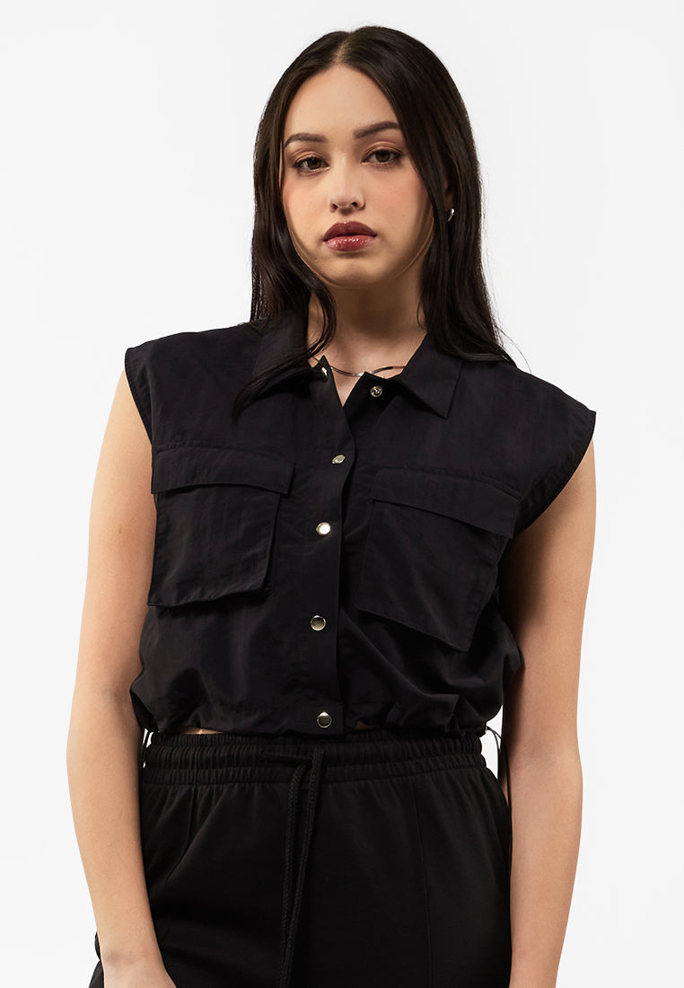 Collared Vest with Drawstring – COLORBOX - Indonesia