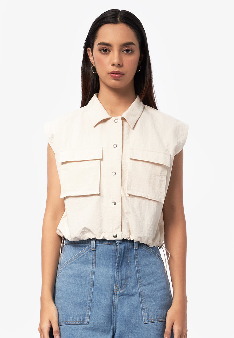 Collared Vest with Drawstring – COLORBOX - Indonesia