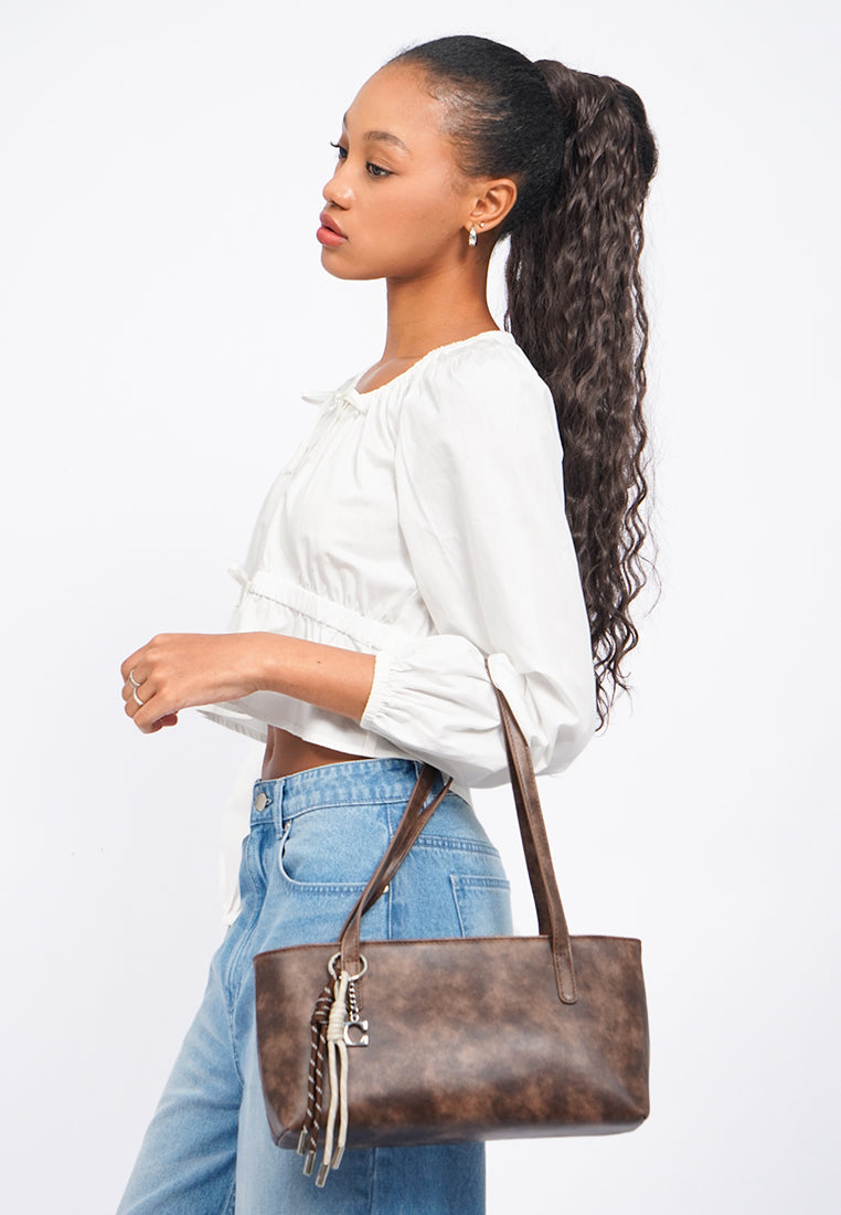 Brown Shoulder Bag with Charm – COLORBOX - Indonesia