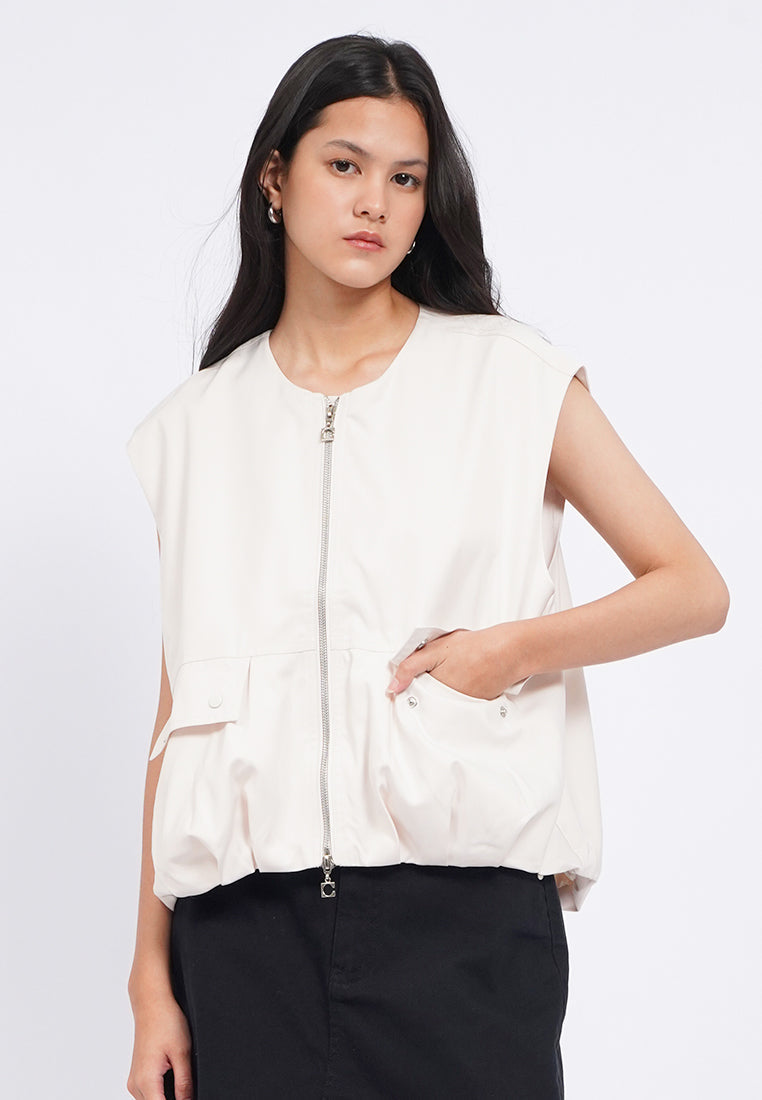 Oversized Vest with Front Zipper – COLORBOX - Indonesia