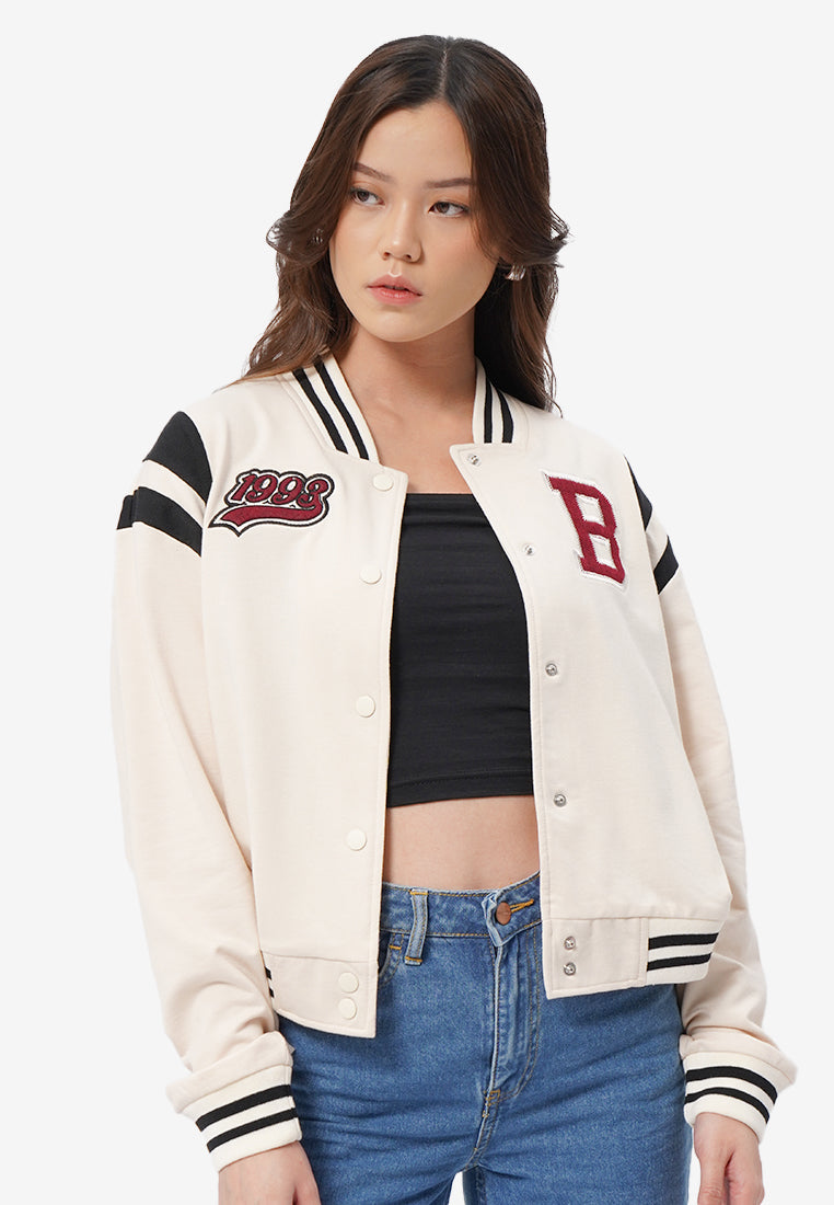 Cropped Varsity Jacket Ecru – COLORBOX - Indonesia