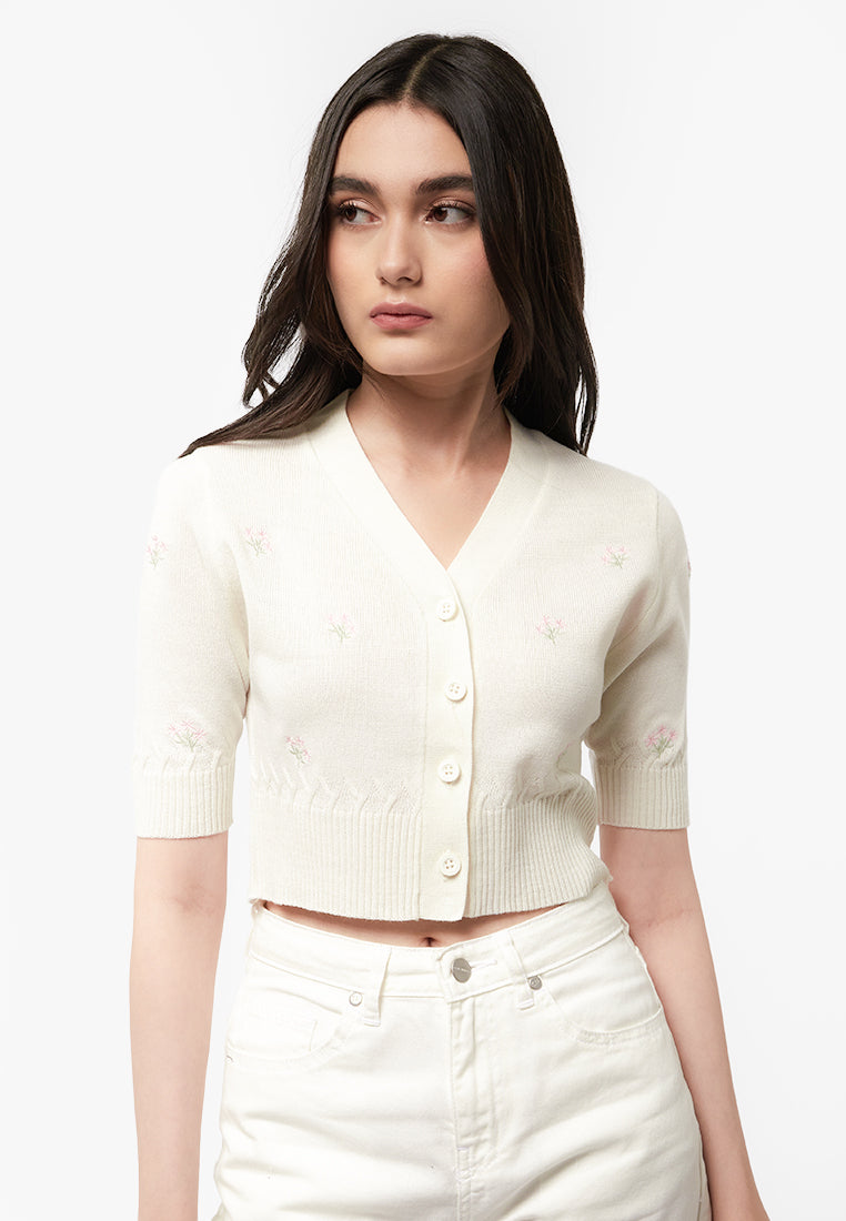 Floral Embroidery Crop Top – COLORBOX - Indonesia