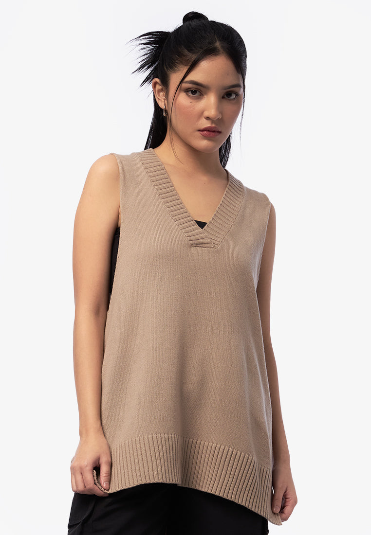 Oversized Knit Vest L.Brown – COLORBOX - Indonesia