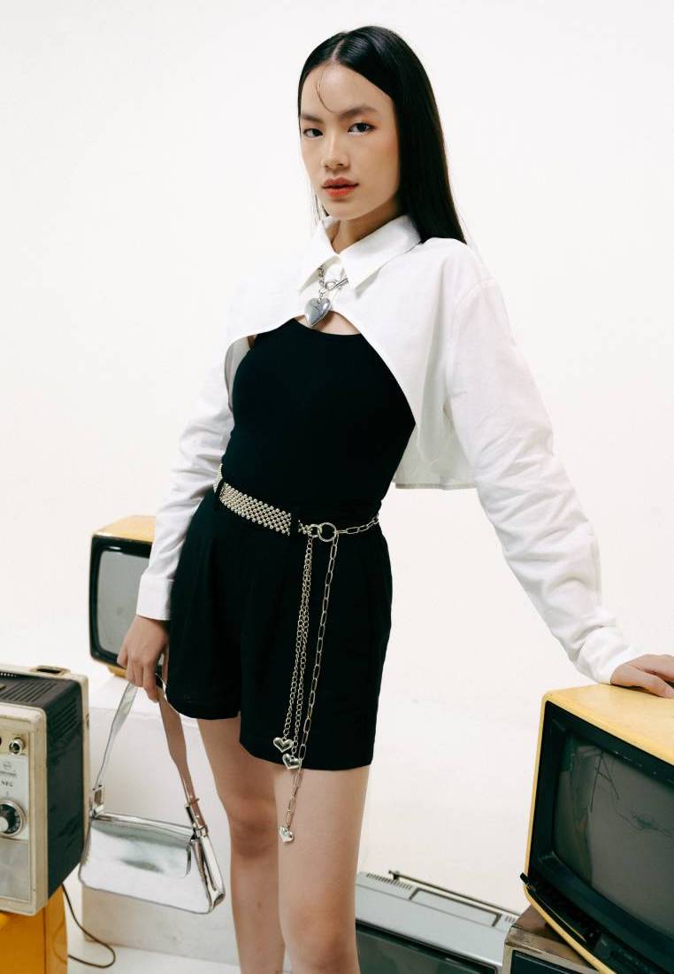 Long Sleeve Crossover Crop Shirt – COLORBOX - Indonesia