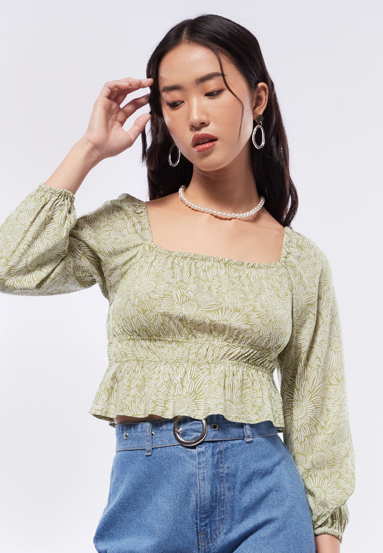 Square Neck Printed Blouse – COLORBOX - Indonesia