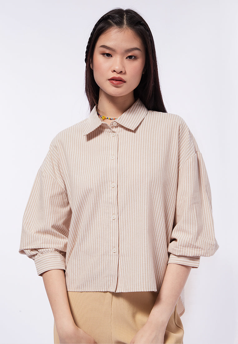 Stripe Blouse with Voluminous Sleeve – COLORBOX - Indonesia