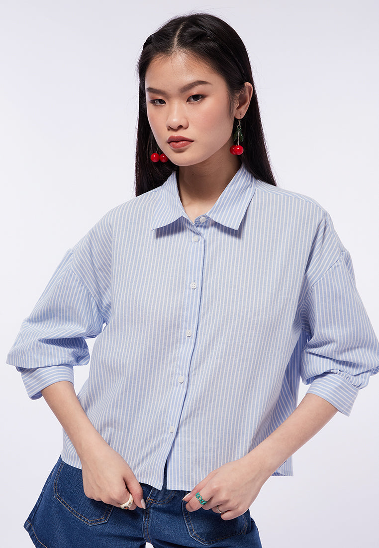 Stripe Blouse with Voluminous Sleeve – COLORBOX - Indonesia