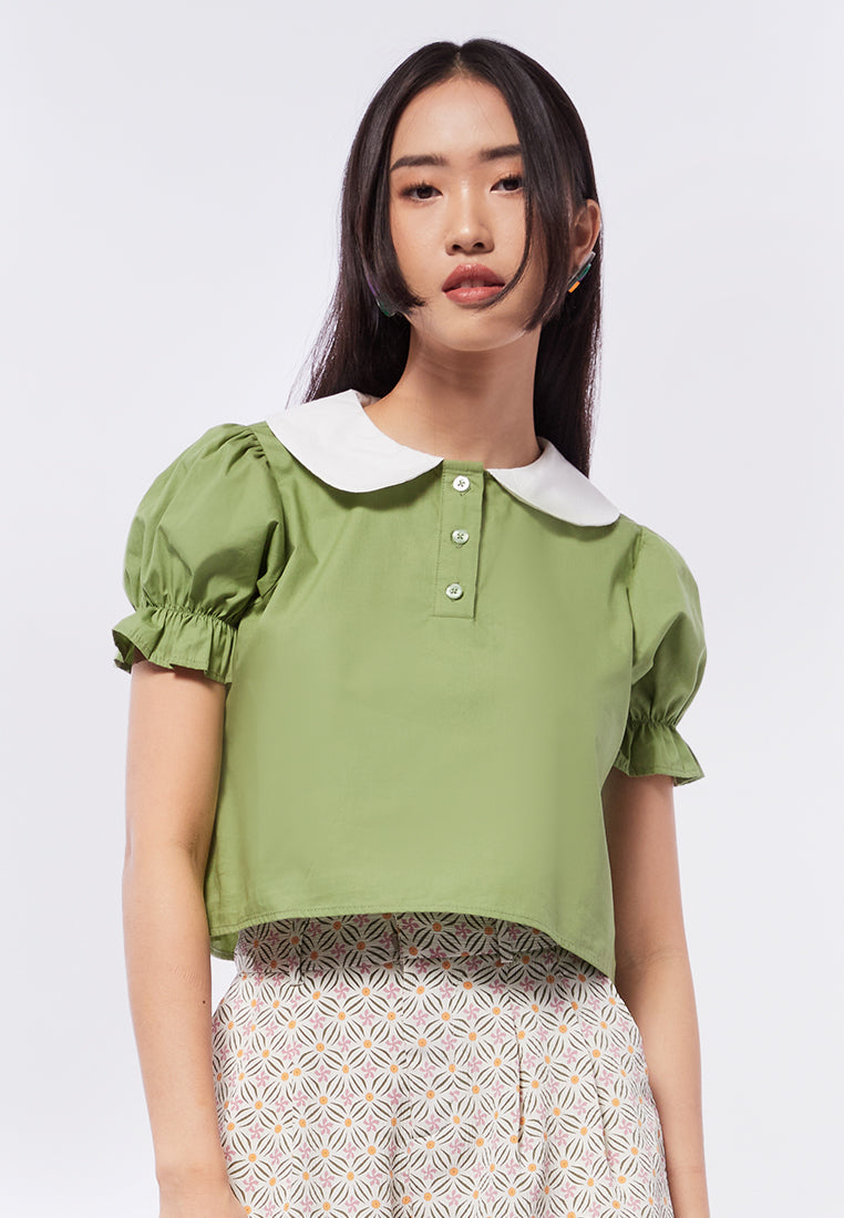 Puff Sleeve Polo Top – COLORBOX - Indonesia
