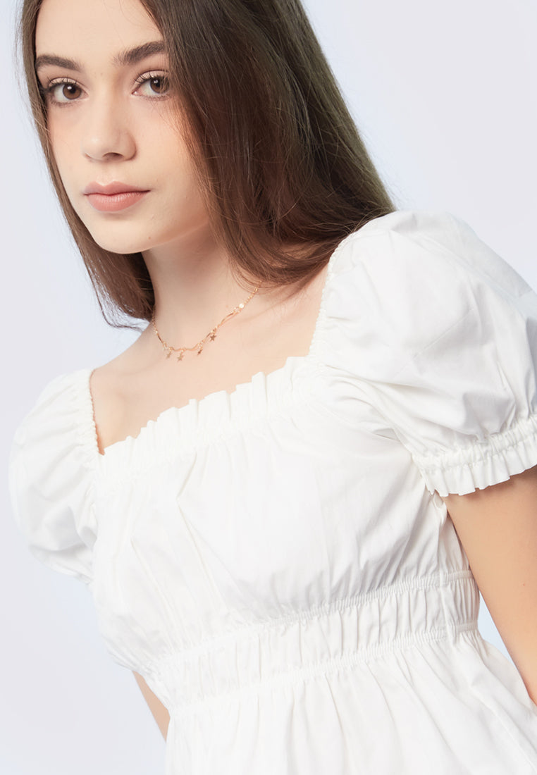 Square Neck Puff Sleeves Top – COLORBOX - Indonesia