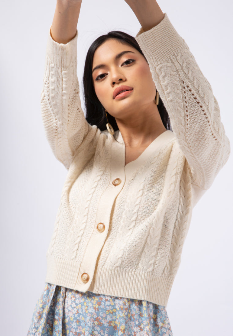 Textured Crop Knit Cardigan – COLORBOX - Indonesia