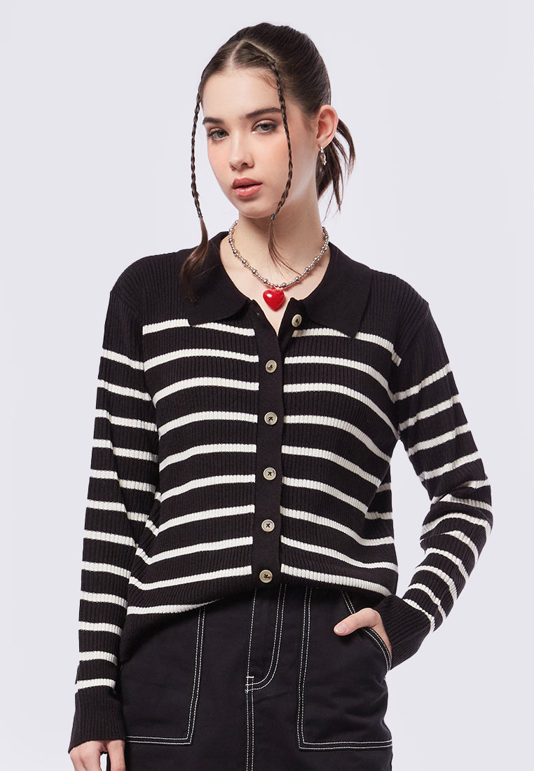 Button Front Stripe Cardigan – COLORBOX - Indonesia