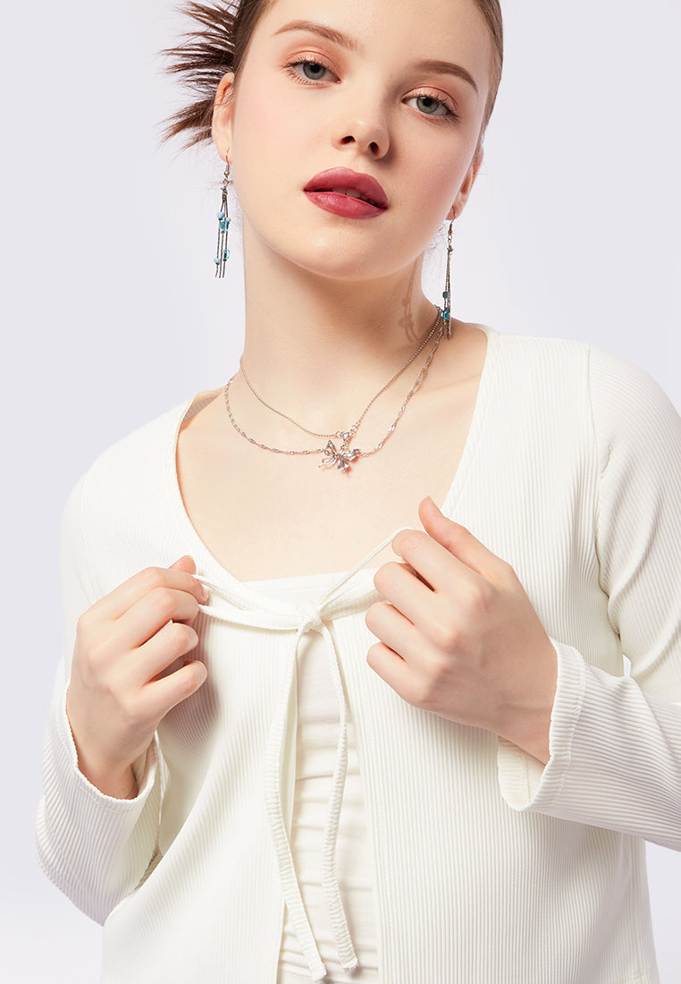 Tie Front Long Sleeve Cardigan – COLORBOX - Indonesia