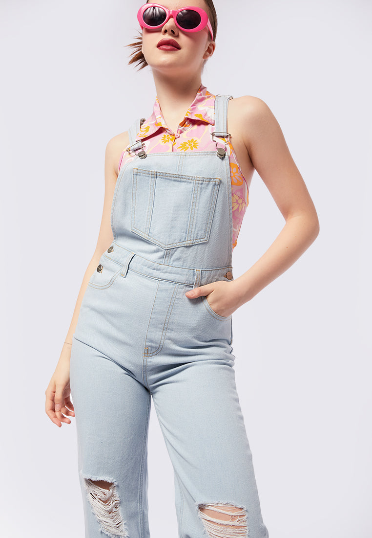 Ripped Long Denim Dungarees – COLORBOX - Indonesia