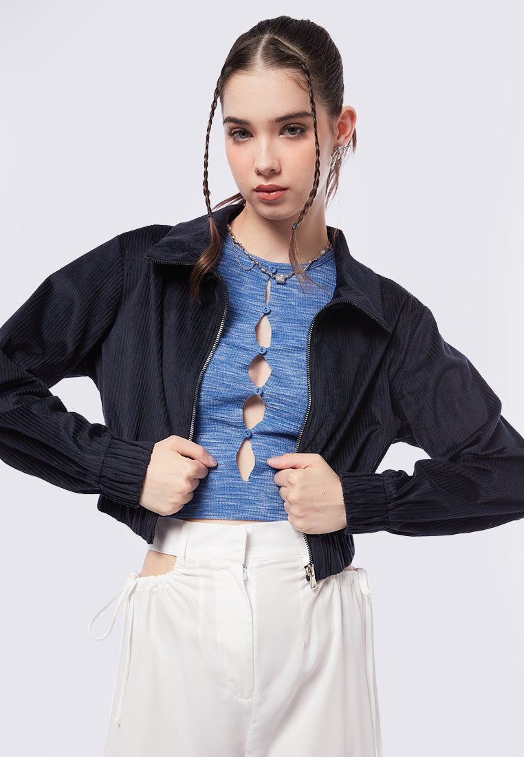 Zip Up Crop Denim Jacket – COLORBOX - Indonesia