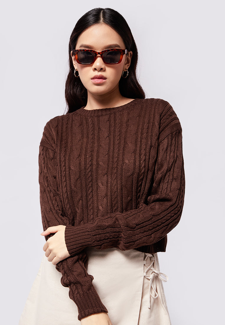 Cable Knit Long Sleeve Sweater – COLORBOX - Indonesia
