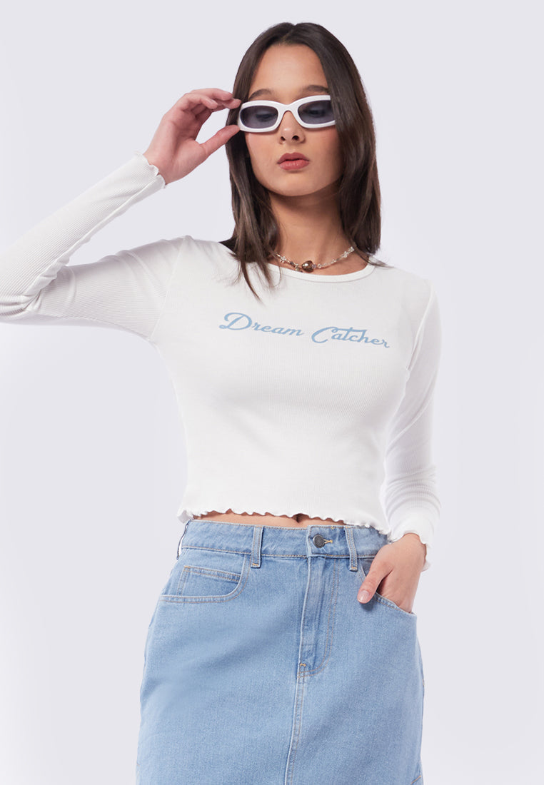Graphic Long Sleeve Crop T-Shirt – COLORBOX - Indonesia