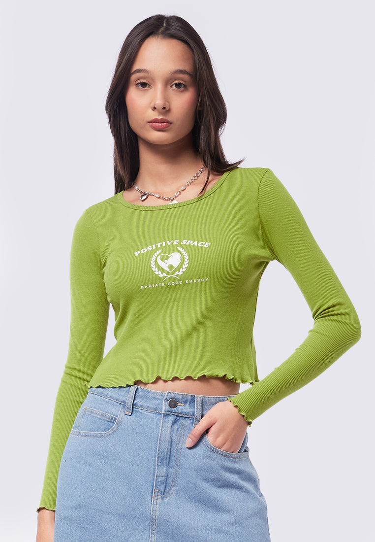 Graphic Long Sleeve Crop T-Shirt – COLORBOX - Indonesia