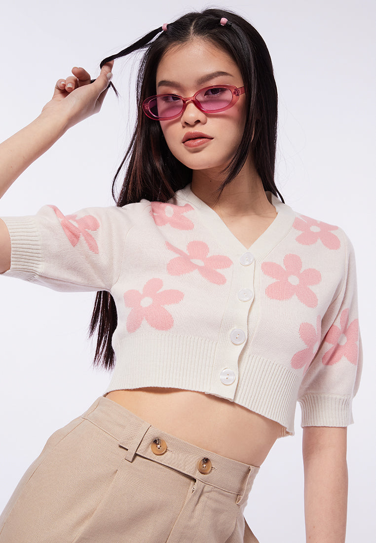 Button Up Flower Knit Top – COLORBOX - Indonesia