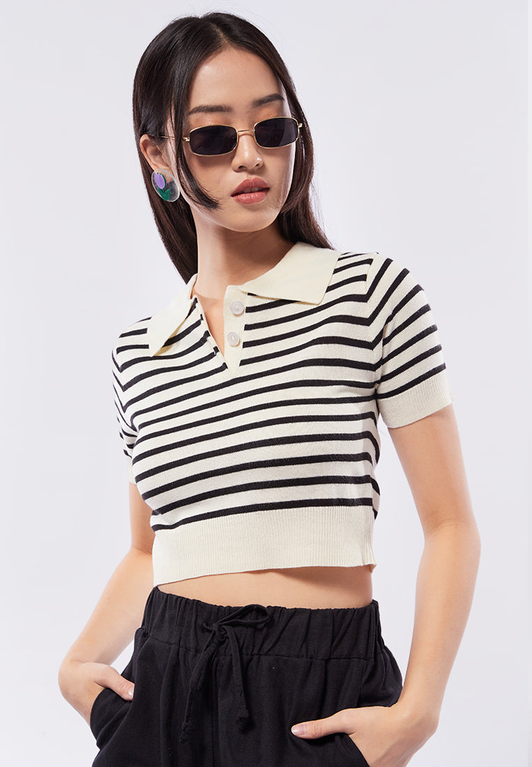 Crop Stripe Knit Top – COLORBOX - Indonesia
