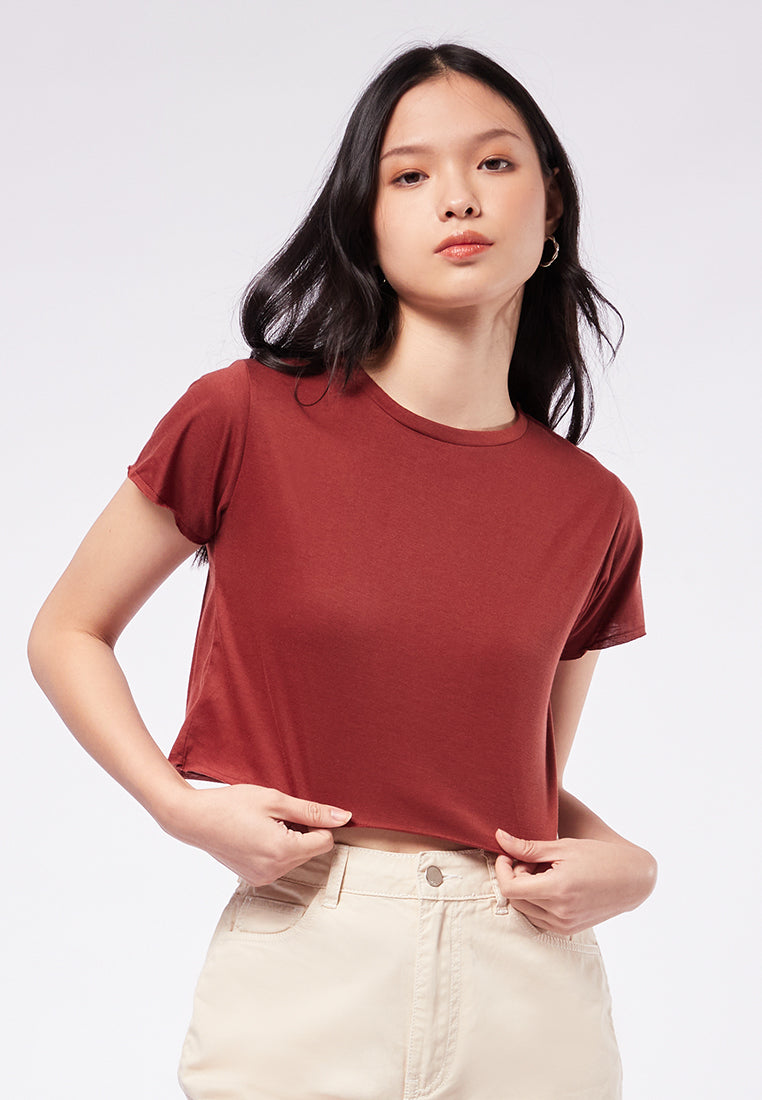 Crop T-shirt with Raw Edge – COLORBOX - Indonesia