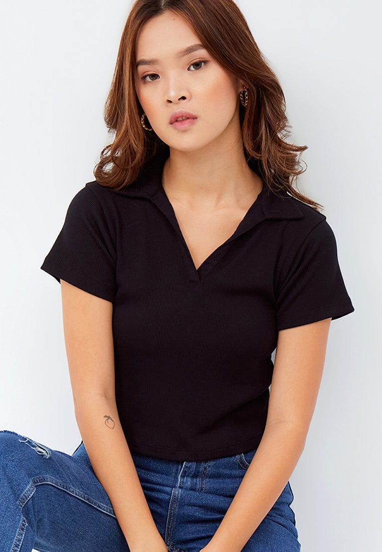 Fitted Crop Polo Shirt – COLORBOX - Indonesia