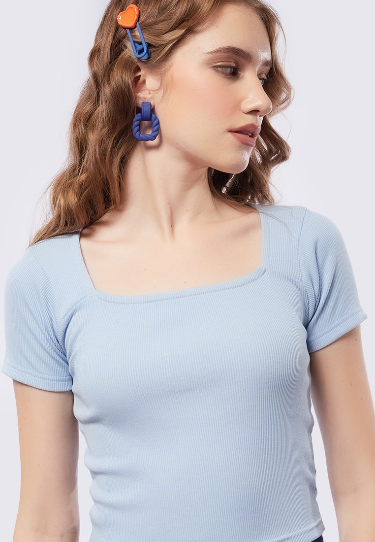 Square Neck Crop Rib T-Shirt – COLORBOX - Indonesia