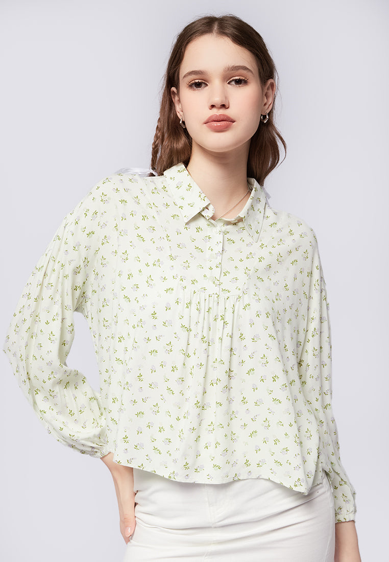 Printed Balloon Sleeve Blouse – COLORBOX - Indonesia