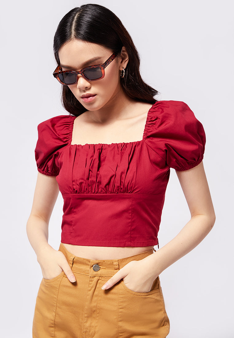 Puff Sleeves Top with Ruched Details – COLORBOX - Indonesia