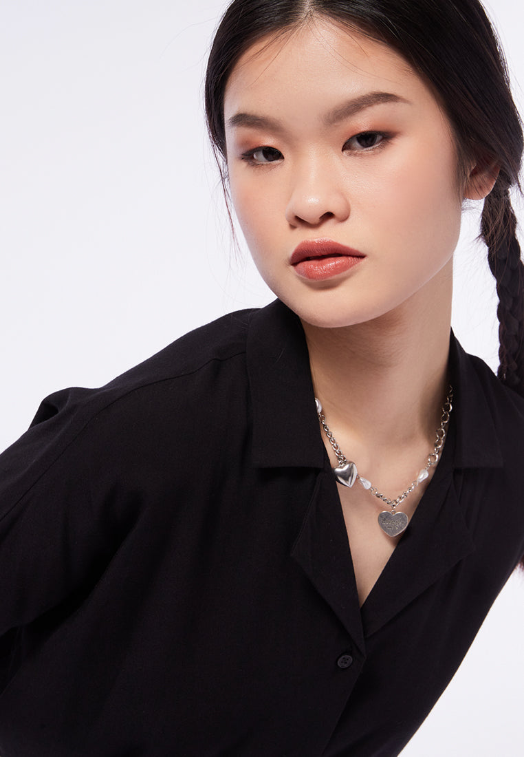 Short Sleeve Notch Collar Blouse – COLORBOX - Indonesia