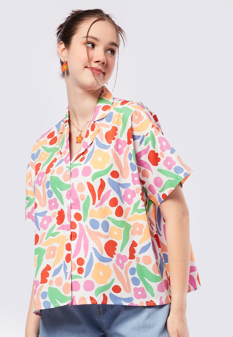 Notch Collar Short Sleeve Blouse – COLORBOX - Indonesia