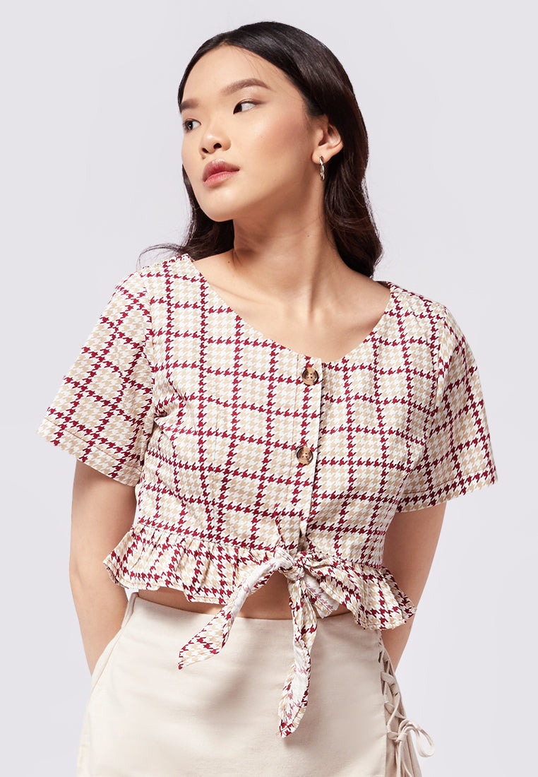 Ruffled Crop Top with Front Tie – COLORBOX - Indonesia